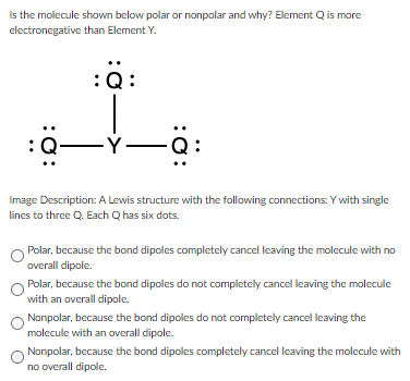 Solved Is the molecule shown below polar or nonpolar and | Chegg.com