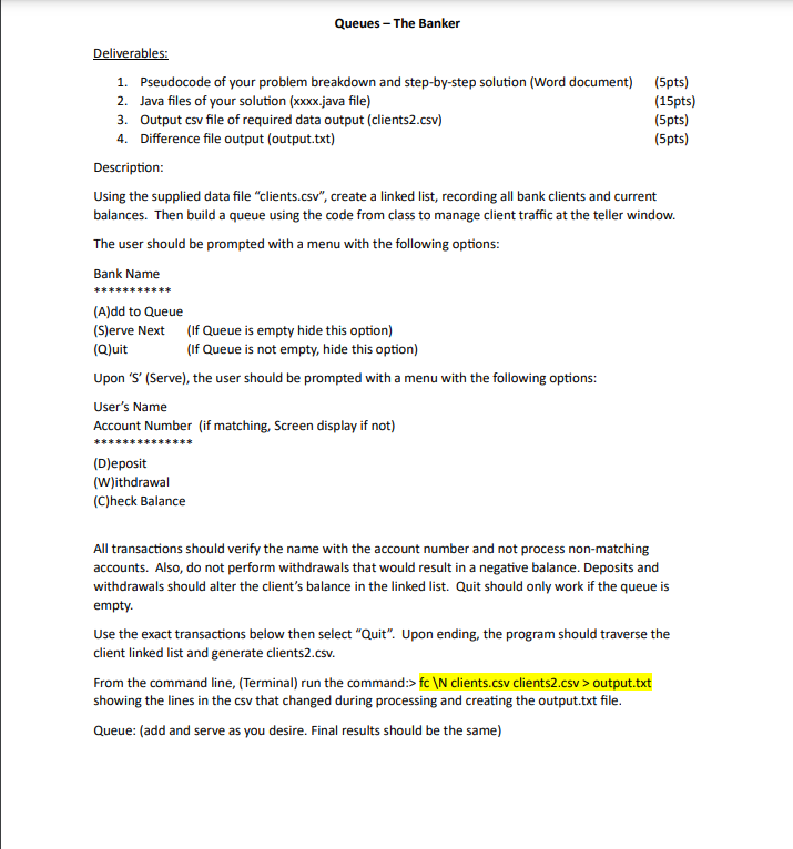 Solved Deliverables: 1. Pseudocode of your problem breakdown | Chegg.com