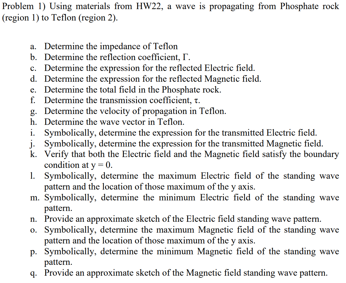 Solved Problem 1) Using materials from HW22, a wave is | Chegg.com