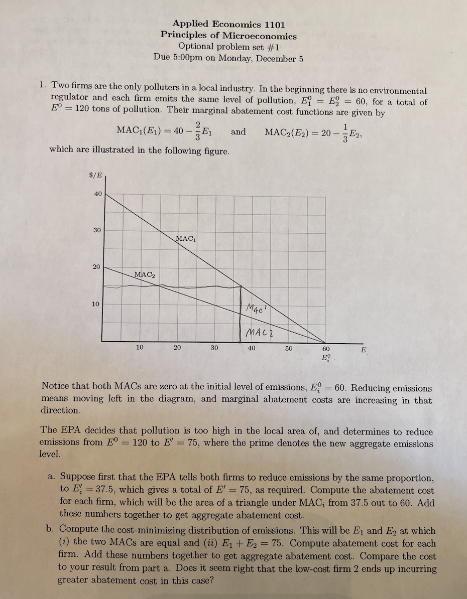 Applied Economics 1101 Principles of Microeconomics | Chegg.com