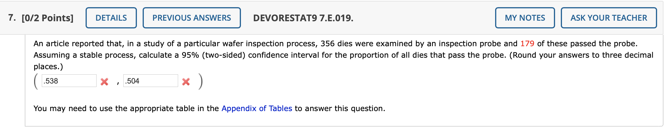 Solved 7. [0/2 Points] DETAILS PREVIOUS ANSWERS DEVORESTAT9 | Chegg.com