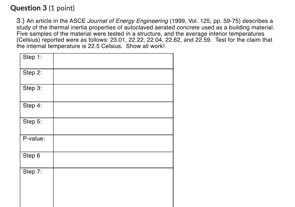 Solved 3.) An article in the ASCE Journal of Energy | Chegg.com