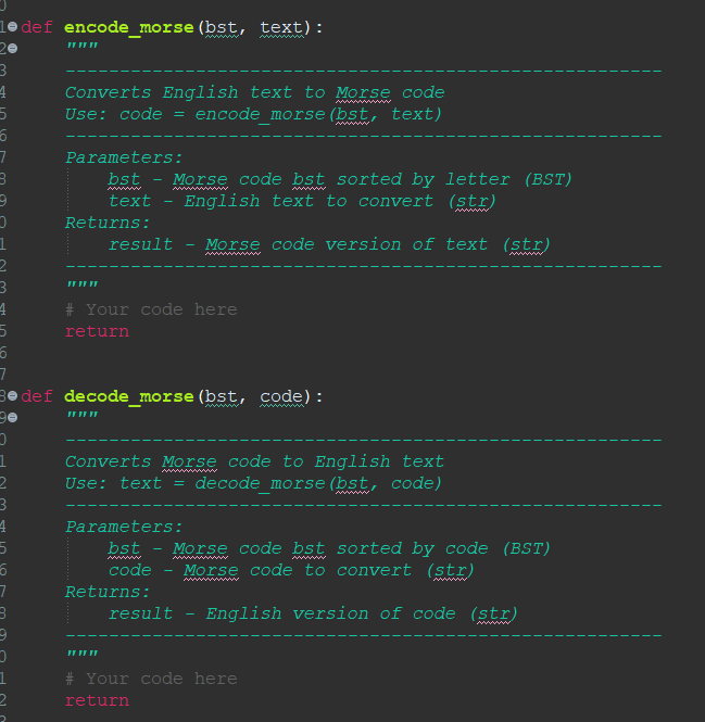 def encode_morse(bst, text): "II" Converts English | Chegg.com