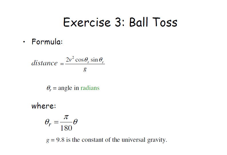 Exercise 3 Ball Toss Derive An Algorithmfunction In 2003