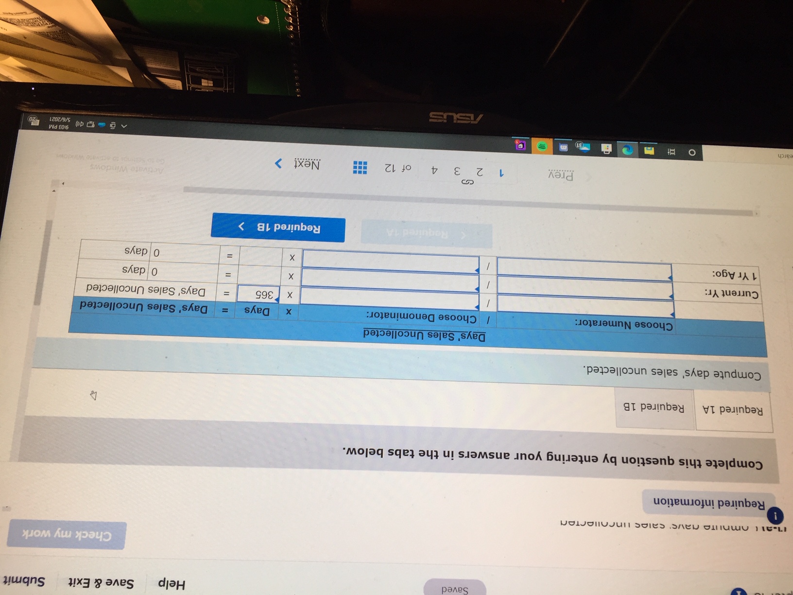 Solved pter 13 Saved Help Sav Required information Exercise | Chegg.com