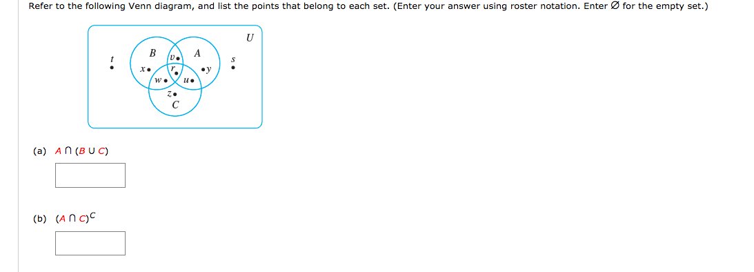 Solved Refer to the following Venn diagram, and list the | Chegg.com