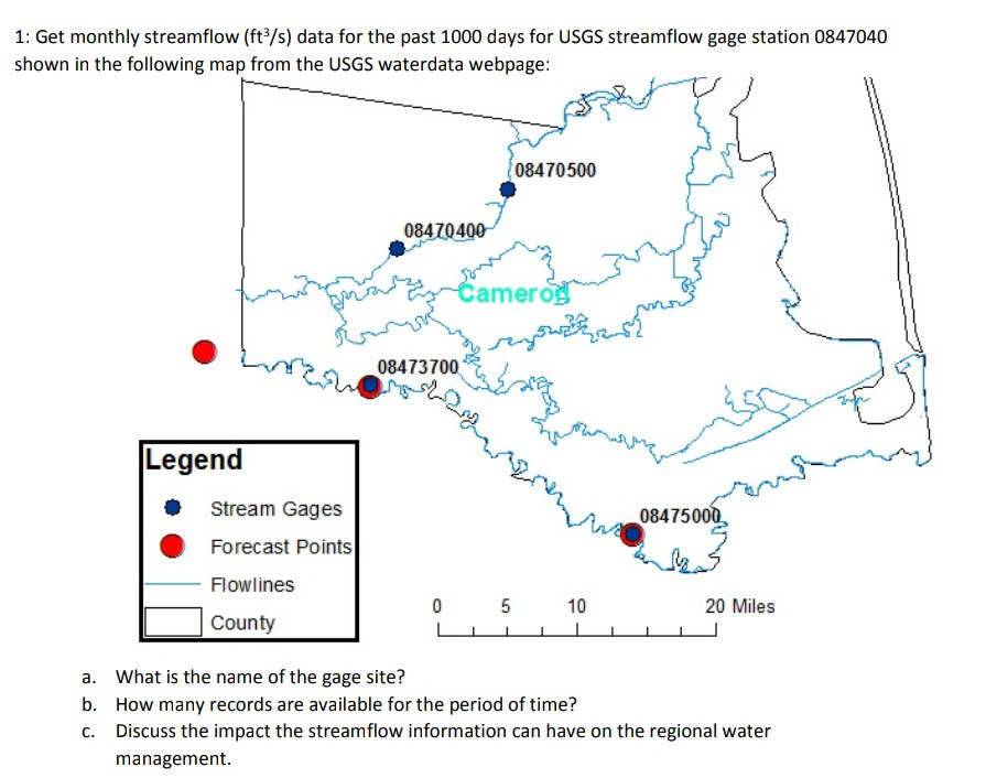 Solved 1: Get monthly streamflow (ft3/s) data for the past | Chegg.com