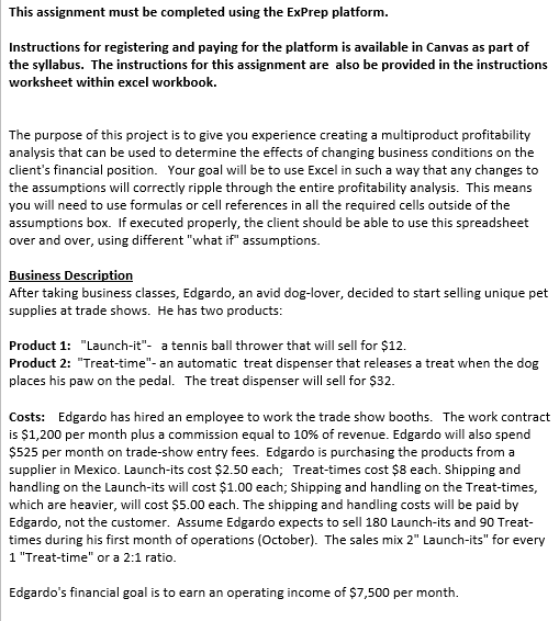 This assignment must be completed using the ExPrep | Chegg.com