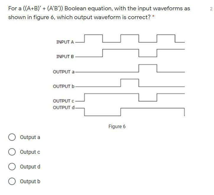 Solved 2 For a ((A+B)' + (A'B')) Boolean equation, with the | Chegg.com