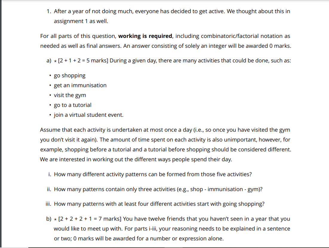 Solved 1. After a year of not doing much, everyone has | Chegg.com