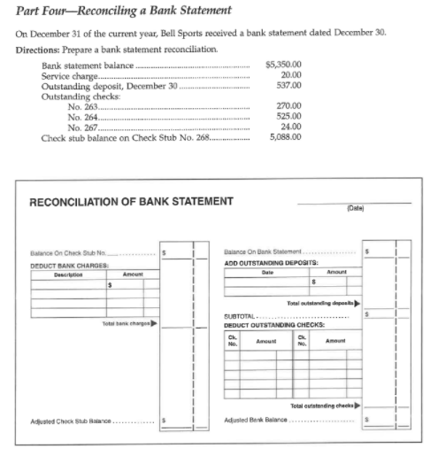 Solved Part Four—Reconciling a Bank Statement On December 31 | Chegg.com