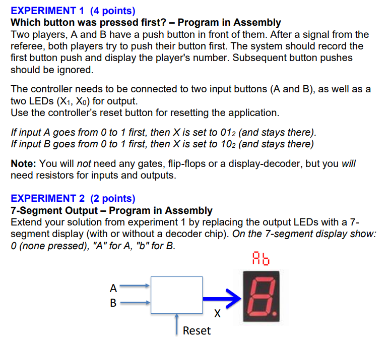 Solved EXPERIMENT 1 (4 points) Which button was pressed | Chegg.com