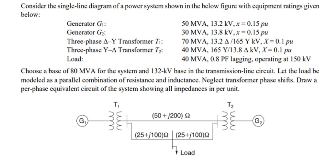 Solved Consider the single-line diagram of a power system | Chegg.com