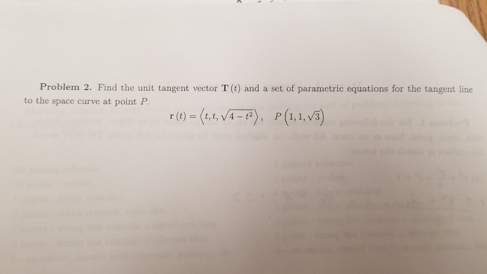 Solved Problem 2. Find the unit tangent vector T (t) and a | Chegg.com