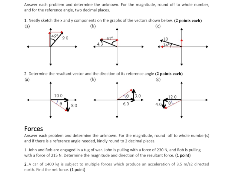 Solved Answer each problem and determine the unknown. For | Chegg.com