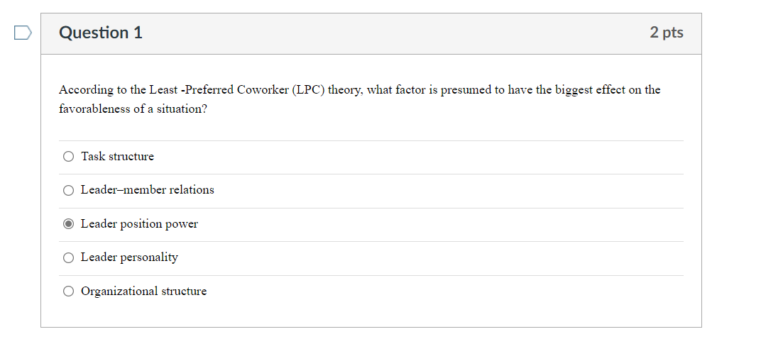 Solved Question 1 2 pts According to the Least - Preferred | Chegg.com