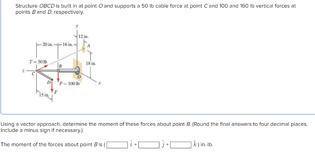 Solved Structure OBCD is built in at point O and supports a | Chegg.com