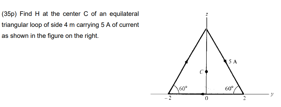 Solved (35p) Find H at the center C of an equilateral | Chegg.com