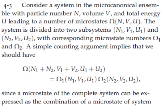 Solved 4−3 Consider a system in the microcanonical ensemble | Chegg.com