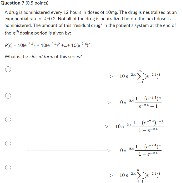 Solved A drug is administered every 12 hours in doses of | Chegg.com