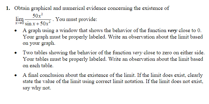 Solved 1. Obtain graphical and numerical evidence concerning | Chegg.com