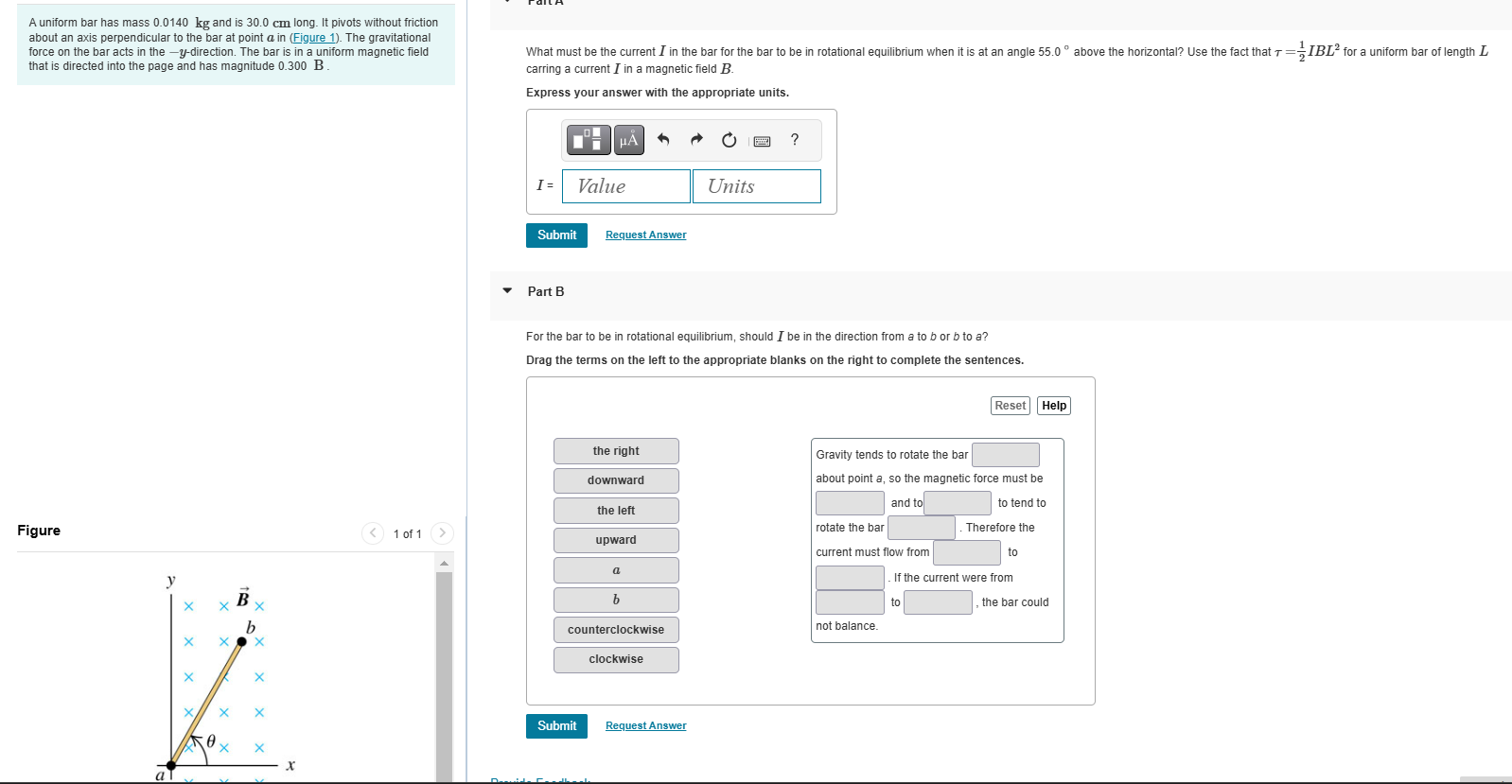Solved A uniform bar has mass 0.0140 ﻿kg and is 30.0 ﻿cm | Chegg.com