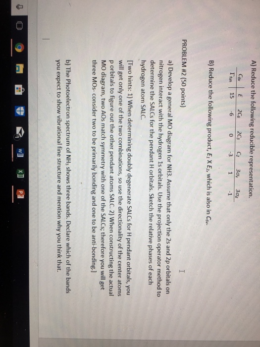 Solved A Reduce The Following Reducible Representation
