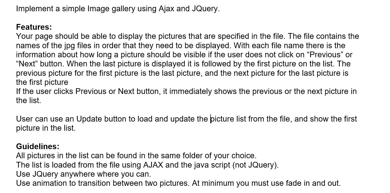 Solved Implement a simple Image gallery using Ajax and | Chegg.com