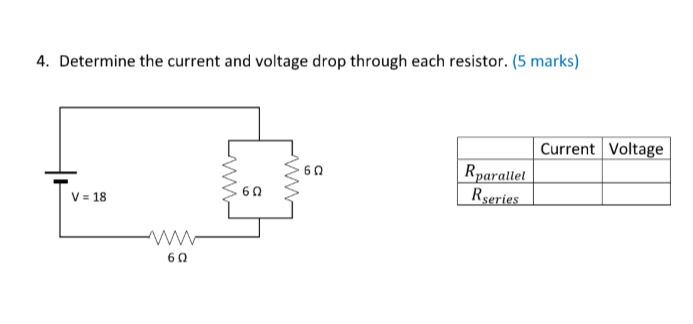 Solved 4. Determine the current and voltage drop through | Chegg.com