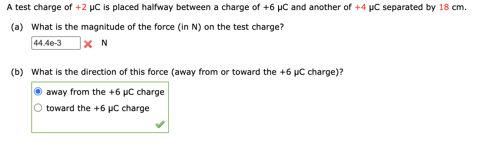 Solved A test charge of +2μC is placed halfway between a | Chegg.com