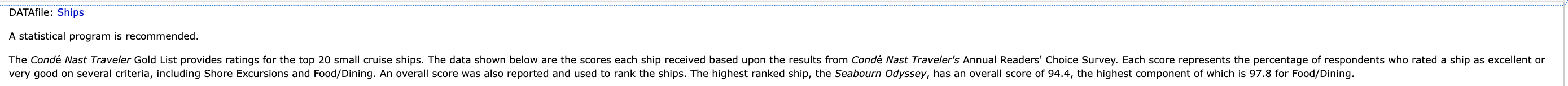 Solved DATAfile: Ships A statistical program is recommended. | Chegg.com