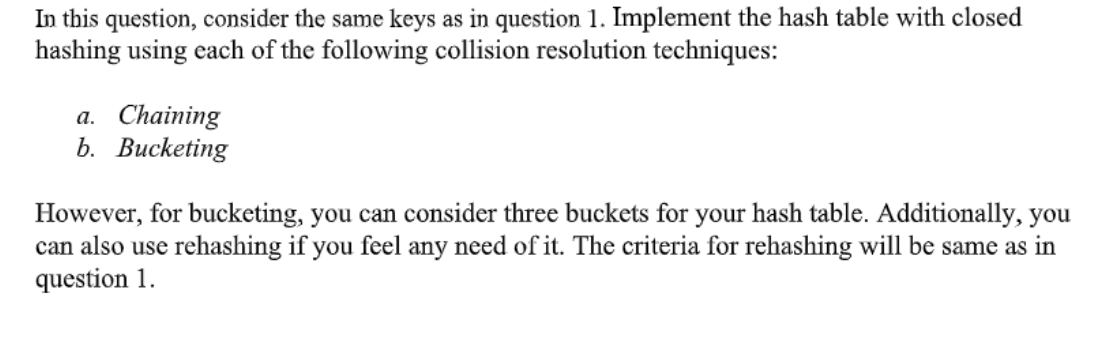Solved Consider the following keys: | Chegg.com
