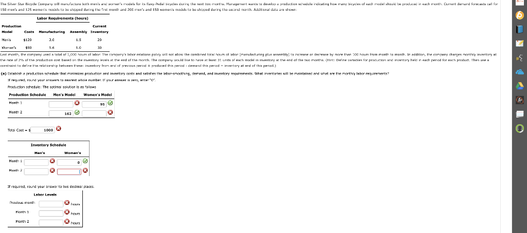 Froduction schedule: The opims solution is as tolome | Chegg.com