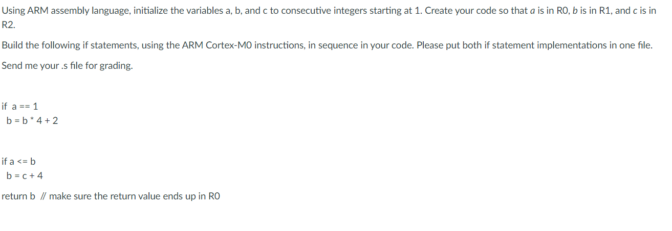 Solved Using ARM assembly language, initialize the variables | Chegg.com