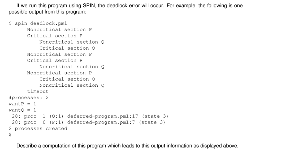 Solved 4 Promela Programs and SPIN Model Checker (3 Marks) | Chegg.com