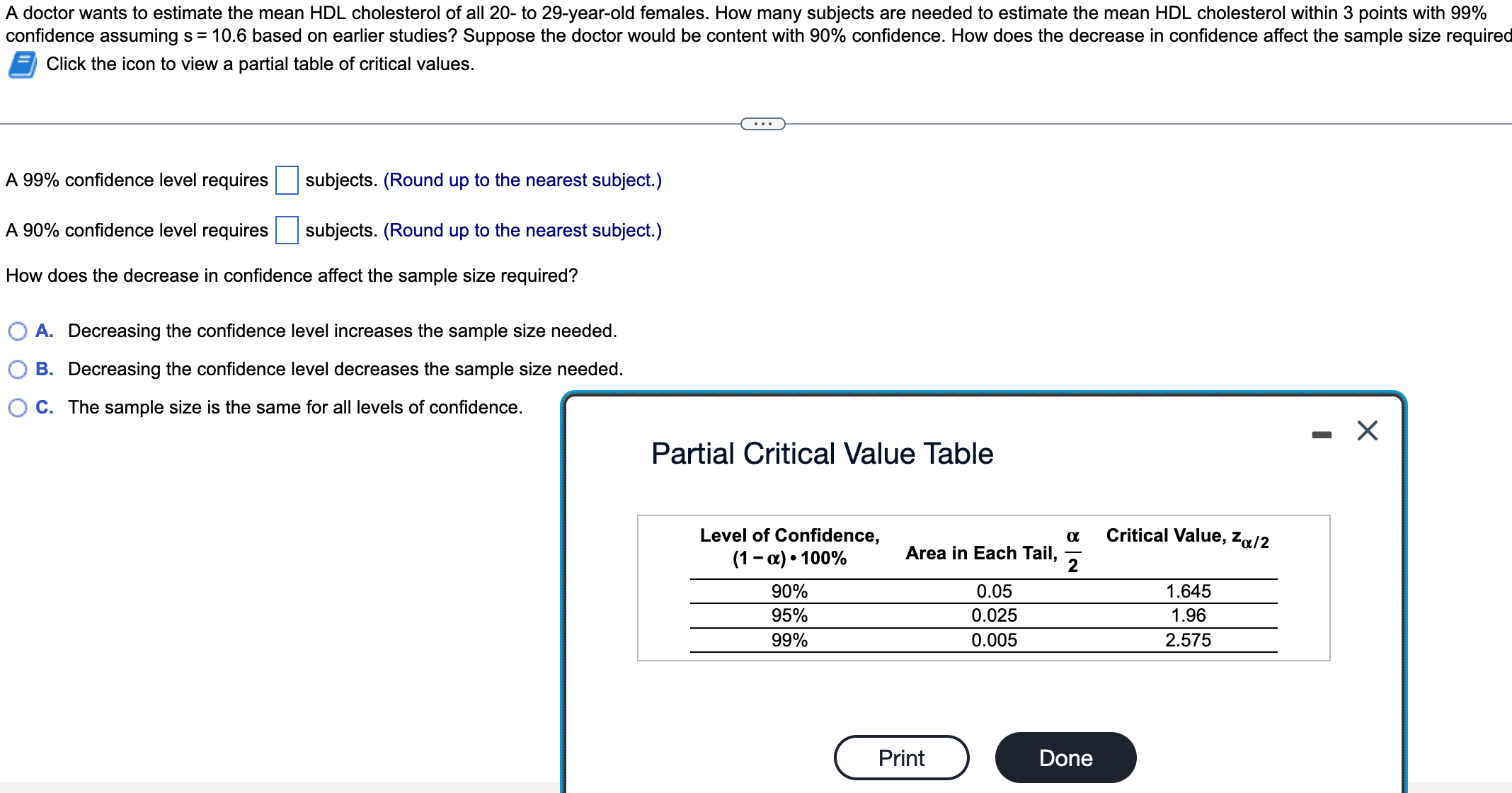 Solved A doctor wants to estimate the mean HDL cholesterol | Chegg.com