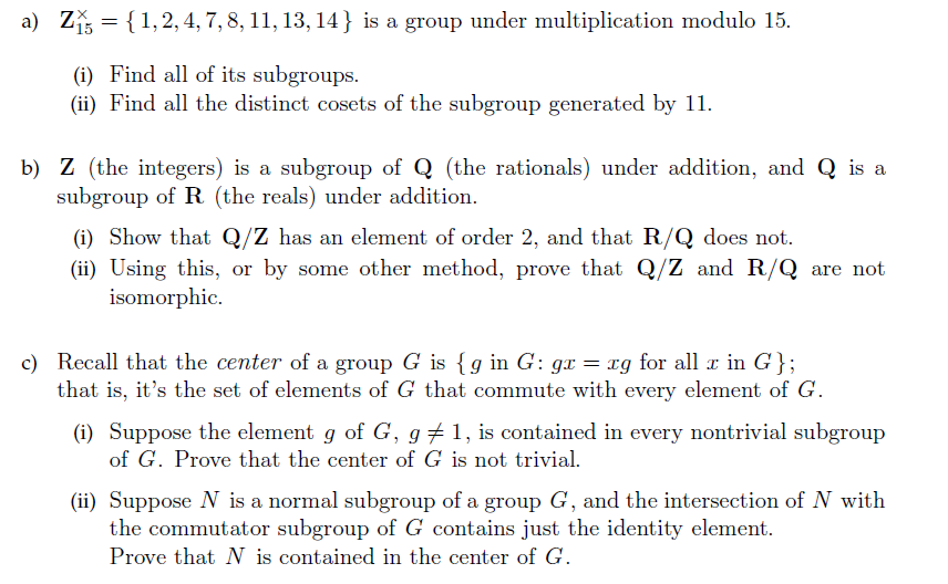 Solved A Z 1 2 4 7 8 11 13 14 Group Under Chegg