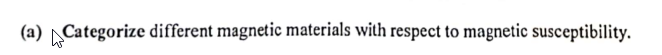 (a) Categorize different magnetic materials with | Chegg.com