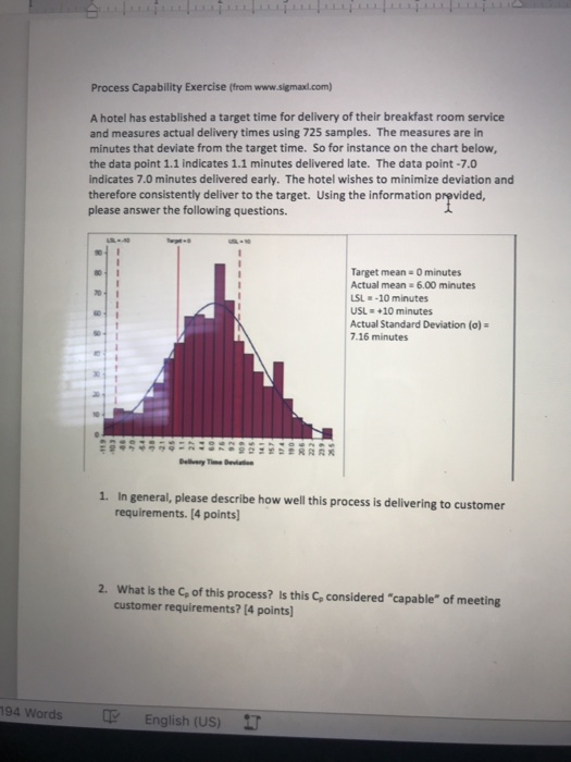 Solved Process Capability Exercise (from www.sigmaxl.com) A | Chegg.com