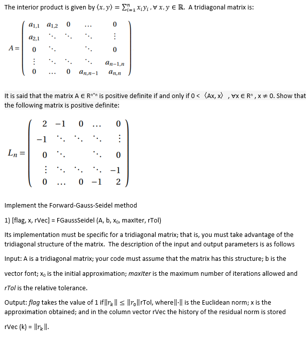 Solved The interior product is given by (x,y) = 1=1 Xiyi, | Chegg.com