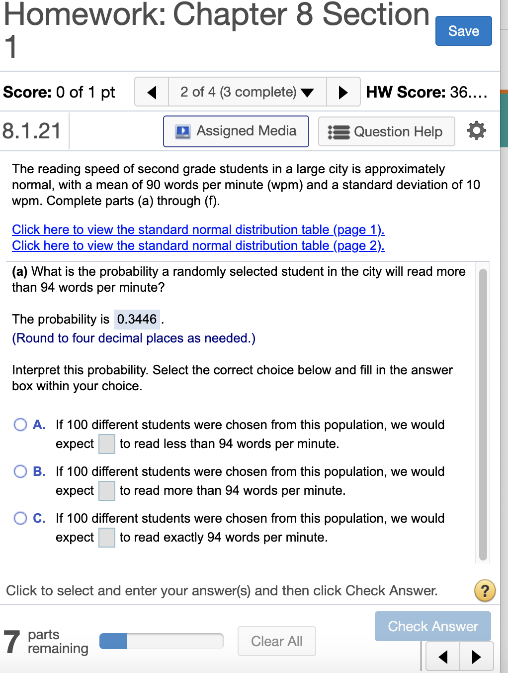 Solved Homework Chapter 8 Section Save Score 0 Of 1 Pt 2