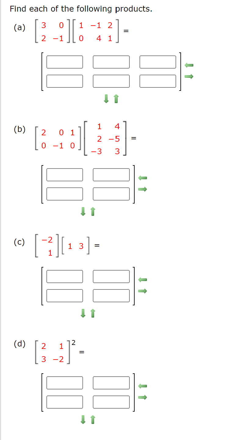 Solved Find each of the following products. (a) | Chegg.com