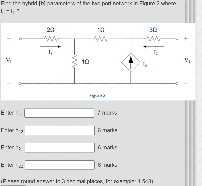 Solved Find the hybrid [h] parameters of the two port | Chegg.com