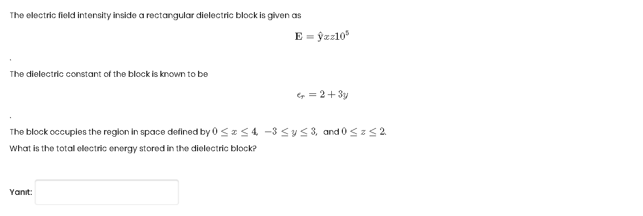 Solved The electric field intensity inside a rectangular | Chegg.com