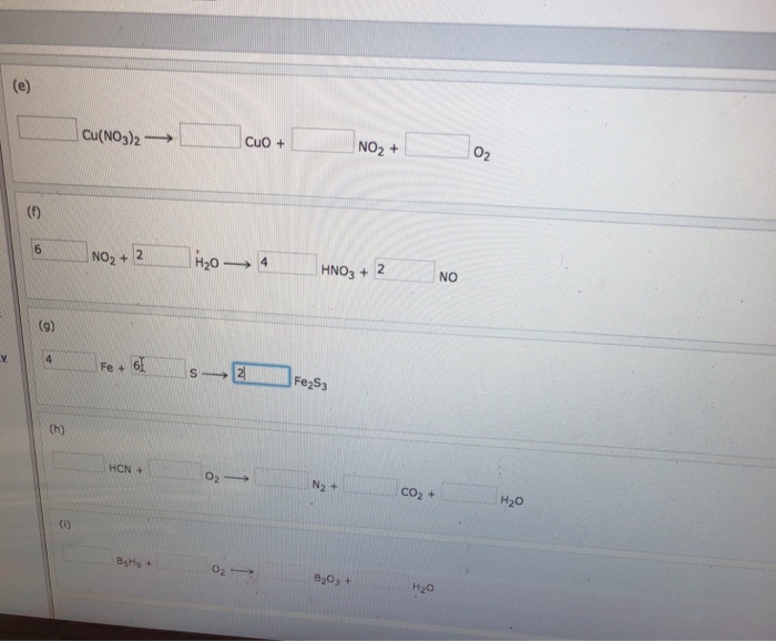 Solved Cu(NO3)2 Cuo + NO2 + 02 NO2+ 2 H204 HNO3 + 2 NO Fe +6 | Chegg.com