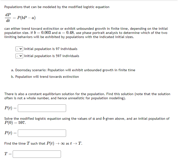 [solved] Populations That Can Be Modeled By The Modified L