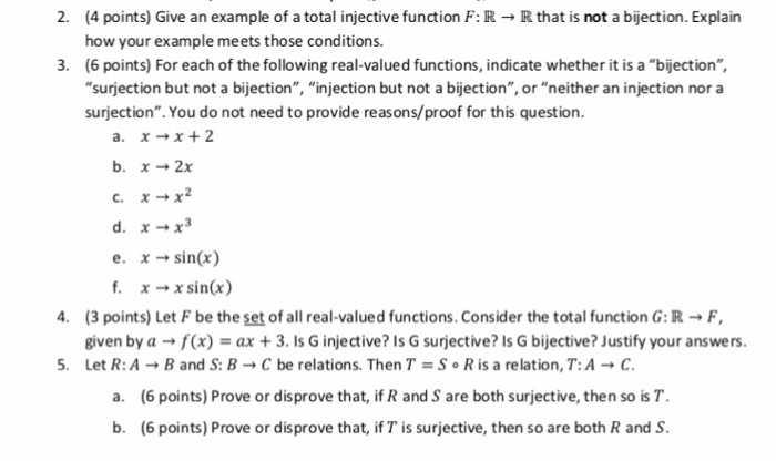 Solved (4 points) Give an example of a total injective | Chegg.com