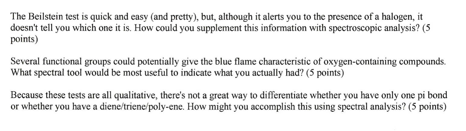Solved The Beilstein test is quick and easy (and pretty), | Chegg.com