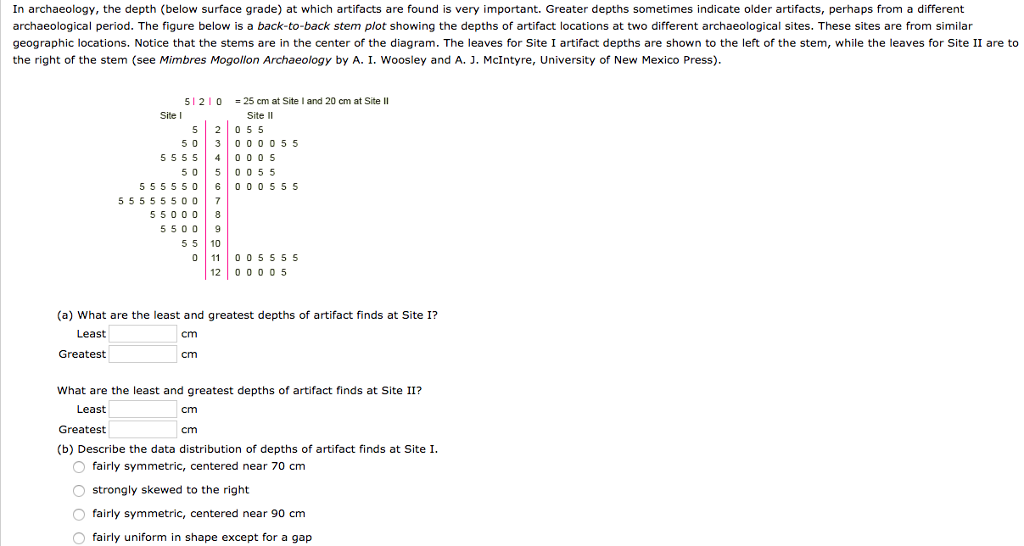 Solved In archaeology, the depth (below surface grade) at | Chegg.com