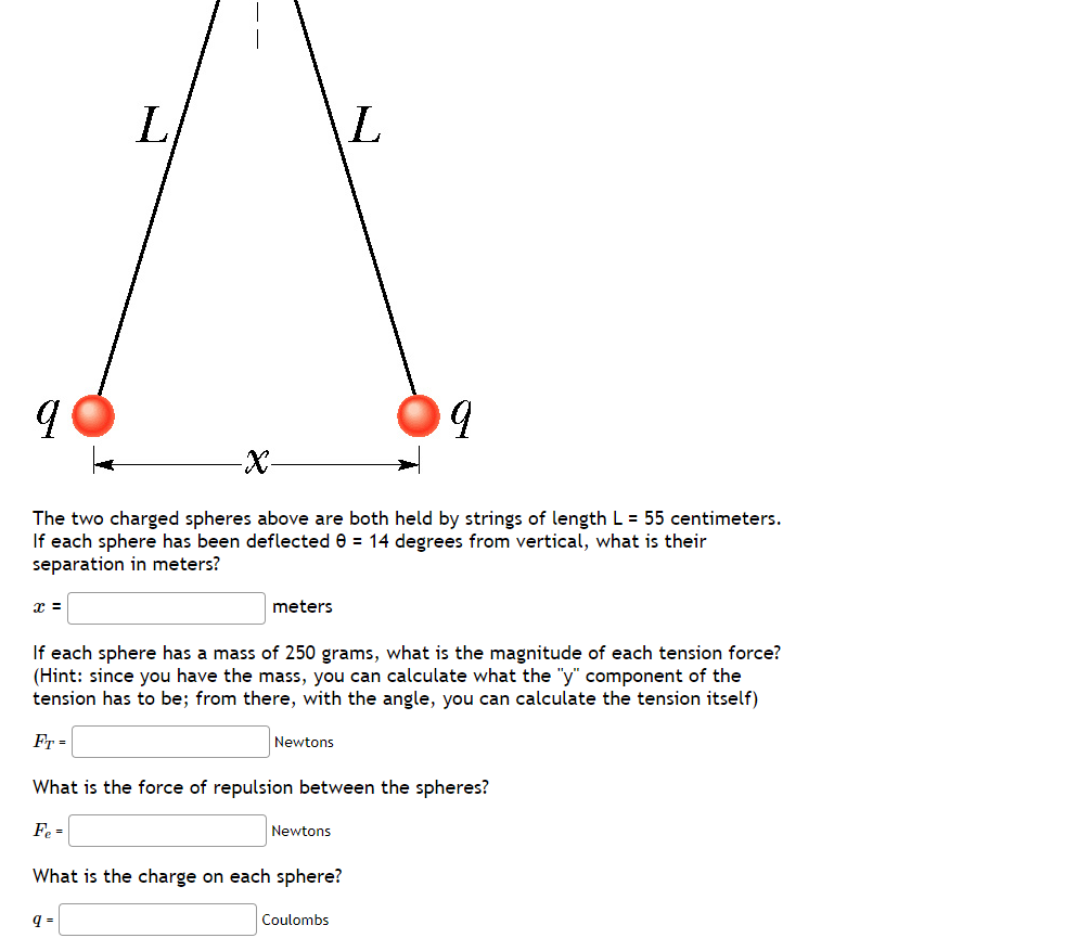 Solved The two charged spheres above are both held by | Chegg.com